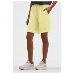 Shorts SOCCX, Damen, Gr. XS, Normalgr&ouml;&szlig;en, vivid lemon, Web, Material: 55% Leinen, 45% Viskose, unifarben, regular fit knielang, Hosen Shorts, mit Turn-Up-Saum