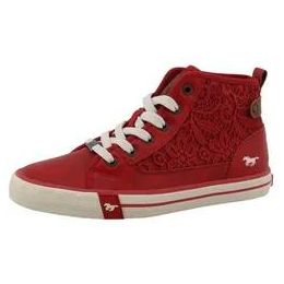 Sneaker Mustang SHOES "Winona", Herren, Gr. 40, rot, Lederimitat, Textil, Schuhe Sneaker, Schn&uuml;rboots, High Top-Sneaker mit Bl&uuml;ten-Stickerei