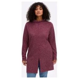 Longpullover sheego BY JOE BROWNS "Pullover", Damen, Gr. 52/54, bordeaux, meliert, 88% Polyester, 10% Viskose, 2% Elasthan, unifarben, Pullover Longpullover