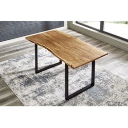 Baumkantentisch BILLY / naturfarben / 140x75 / U-Gestell Schwarz