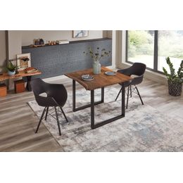 Baumkantentisch BILLY 90 / nussbaumfarben / 90x90 / U-Gestell Schwarz