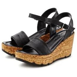 Sandalette Lascana "Sommerschuh, offener Schuh, Sandale", Damen, Gr. 41, schwarz, Obermaterial: 100% Schafsleder. Decksohle: 100% Lederimitat. Futter: 100% Synthetik. Laufsohle: 100% Synthetik, unifarben, Basic, Schuhe Sandalette, NEU aus Leder mit Keilabsatz