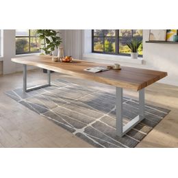 Esstisch Titan / naturfarben / 300x110 / U-Gestell Silber