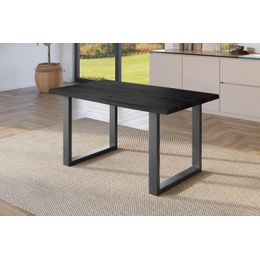 Esstisch Julius / Holz Grau-Optik / 120x80 / U-Gestell Schwarz