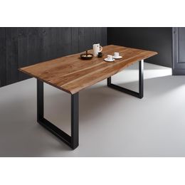 Baumkantentisch MILO / naturfarben / 180x90 / U-Gestell Schwarz