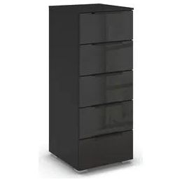 Schubkastenkommode Rauch "Highboard Sideboard Kommode MONTCLAR Frontauswahl Dekor/Hochglanz/Glas", schwarz, glas schwarz, griffe schwarz, B:40cm H:100cm T:42cm, Holzwerkstoff, Sideboards, mit 5 ger&auml;umigen Schubladen, viele Griffvarianten MADE IN GERMANY