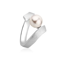 Perlenring NENALINA "Synthetische Perle 925 Silber" Gr. 54, silber, Fingerringe, Damen, 54mm, ohne Stein, Silber 925 (Sterlingsilber), 4mm, Perlenring
