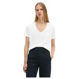Marc O'Polo T-Shirt MARC O'POLO "aus Organic Cotton", Damen, Gr. XXS, wei&szlig;, Obermaterial: 100% Baumwolle, unifarben, Basic, regular fit, V-Ausschnitt, Shirts T-Shirt