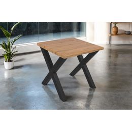 Esstisch JOSY / wildeichenfarben / 80x80 / X-Gestell Schwarz