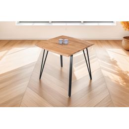 Baumkantentisch CELIA / naturfarben / 80x80 / Hairpin-Gestell Schwarz