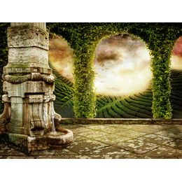 Fototapete papermoon "Mystische Landschaftsansicht", bunt, B:3m L:2,23m, Vlies, Tapeten