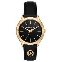 Quarzuhr Michael Kors "SLIM RUNWAY", schwarz, Armbanduhren, Damen, Quarzuhr, Armbanduhr, Damenuhr, Lederarmband, analog