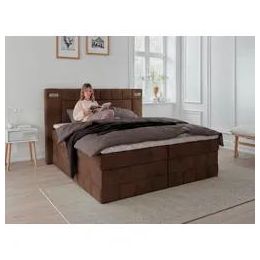 Boxbett OTTO HOME "PHILLIPA inkl. Bettkasten, wahlweise mit LED-Leuchten, Breite: 180cm", braun, B:195cm L:210cm, Holz teilmassiv, Holzwerkstoff, Spanplatte, Komplettbetten, inkl. Kaltschaum-Topper, in verschiedenen Farben erh&auml;ltlich