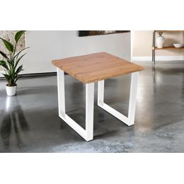 Esstisch JOSY / wildeichenfarben / 80x80 / U-Gestell Wei&szlig;
