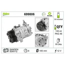 Valeo Kompressor, Klimaanlage AUSTAUSCHTEIL 699806 12V f&uuml;r VAUXHALL OPEL 9132922 8972127640 24427642
