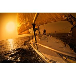 Fototapete papermoon "Sonnenuntergang Segeln", bunt, B:3m L:2,2m, Vlies, Tapeten
