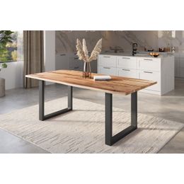 Baumkantentisch POLLY / naturfarben / 220x100 / U-Gestell Schwarz