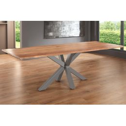 Baumkantentisch SPYRO 300 / naturfarben / 300x100 / Spider-Gestell Silber