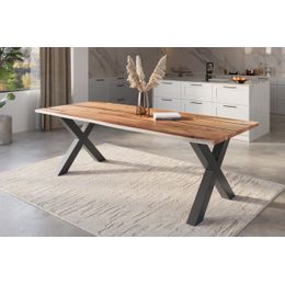 Baumkantentisch POLLY / naturfarben / 280x100 / X-Gestell Schwarz