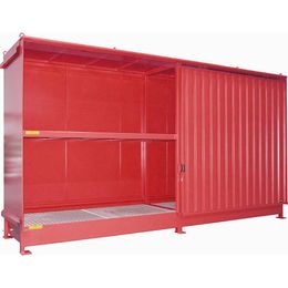 eurokraft pro Gefahrstoff-Regalcontainer, Kapazit&auml;t 8 x 1000-l-IBC/KTC, rot