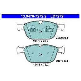 ATE Bremsbelagsatz, Scheibenbremse Ceramic 13.0470-7272.2 vorne rechts links f&uuml;r VOLVO 31277334 30793943 31687104