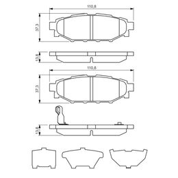 Bosch Bremsbelagsatz, Scheibenbremse 0 986 494 444 hinten rechts links f&uuml;r LEXUS LAND ROVER TOYOTA SUBARU DAIHATSU 26696AG050 26696AG010 SU00304097