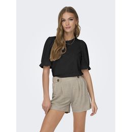 Kurzarmshirt Only "ONLNEW SMILLA LIFE S/S PUFF TOP JRS", Damen, Gr. M, schwarz, Jersey, Obermaterial: 95% Polyester, 5% Elasthan, unifarben, regular fit normal, Rundhals, elastischer Bund, Shirts