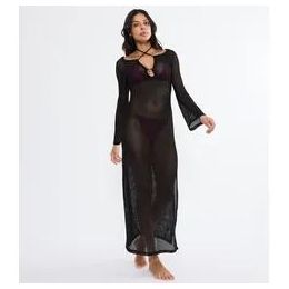 Strandkleid Triumph "Beach MyWear Crochet Long Dress LSL", Damen, Gr. 38, N-Gr, schwarz, Strick, Obermaterial: 95% Polyester, 5% Elasthan, Kleider Strandkleid, weiches H&auml;keldesign