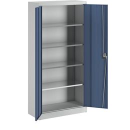 Mauser Magazinschrank, HxB 1950 x 950 mm, Tiefe 420 mm, Geh&auml;use lichtgrau, T&uuml;ren brillantblau