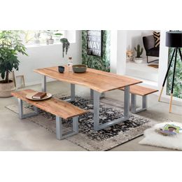 Baumkantentisch SIT / naturfarben / 160x85 / U-Gestell Silber