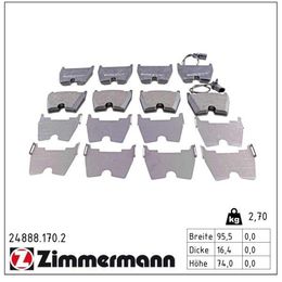 Zimmermann Bremsbelagsatz, Scheibenbremse 24888.170.2 vorne rechts links Foto entspricht Lieferumfang f&uuml;r VW AUDI VAG 8T0698151C 8T0698151B 420698151C