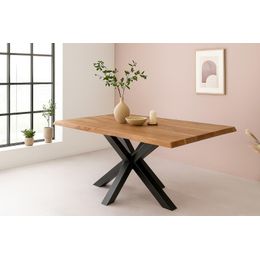Baumkantentisch CALINDA / naturfarben / 280x120 / Spider-Gestell Schwarz