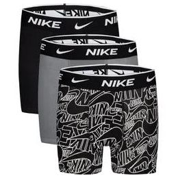 Boxershorts Nike SPORTSWEAR "NHB PRINT E DAY CT STRCH 3P", Jungen, Gr. 134/140, 3 Stk., dk grau heath, Jersey, Obermaterial: 95% Baumwolle, 5% Elasthan, Unterhosen, f&uuml;r Kinder, Dreierpack, aus Baumwolle und Elasthan