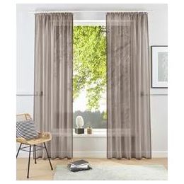 Gardine OTTO HOME "XANA" Gr. 2, braun (taupe), B:145cm H:175cm, Voile, Polyester, Gardinen, Gardine, Bestseller, einfarbig, 1 bzw. 2 Schals, pflegeleicht, Beststeller