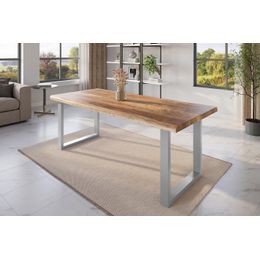 Baumkantentisch ATLAS 220 / Mango roughfarben / 220x100 / U-Gestell Silber