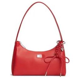 Tommy Hilfiger Schultertasche TOMMY JEANS "TJW CITY CHARM SHOULDER BAG", Damen, Gr. B/H/T: 26cm x 16,5cm x 8cm, rot, Lederimitat, Taschen Schultertasche, Damen Schultertasche, Henkeltasche mit farbigem Schmuckelement