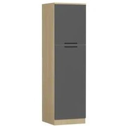 Vorratsschrank KOCHSTATION "Luna, Hochschrank, K&uuml;chenvorratsschrank, Speiseschrank, Made in Italy", anthrazit, eiche chopinfarben, B:60cm H:214,5cm T:60cm, Schr&auml;nke, Vorratsschrank, B/T/H: 60&times;60&times;214,5 cm, mit 6 gro&szlig;z&uuml;gigen F&auml;chern