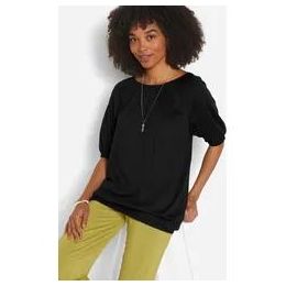 T-Shirt bonprix "Shirt aus reiner Baumwolle", Damen, Gr. 44/46 (L), schwarz, Obermaterial: 100% Baumwolle, Ballonform, Shirts T-Shirt, Ballonform, lockere Passform, Halbarm-Design, aus reiner Baumwolle