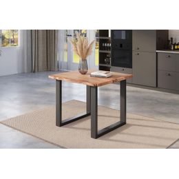 Baumkantentisch NICK / naturfarben / 80x80 / U-Gestell Schwarz