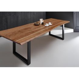 Baumkantentisch MILO / naturfarben / 280x100 / U-Gestell Schwarz