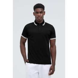 Poloshirt CMPD, Herren, Gr. L, schwarz, Piqu&eacute;, Material: 100% Baumwolle, bedruckt, figurbetont normal, hoch geschlossener Ausschnitt, eingesetzt B&uuml;ndchen, Shirts, aus Baumwolle