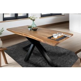 Baumkantentisch TIM 280 / naturfarben / 280x100 / Spider-Gestell Schwarz
