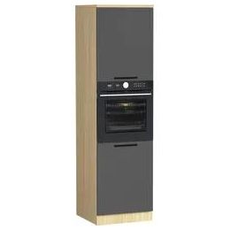 Backofenumbauschrank KOCHSTATION "Luna, Backofenschrank, Backofen-Hochschrank, Made in Italy", anthrazit, eiche chopinfarben, B:60cm H:214,5cm T:60cm, Schr&auml;nke, Backofenumbauschrank, B/T/H: 60&times;60&times;214,5 cm, Oberplatte mit 25 mm St&auml;rke