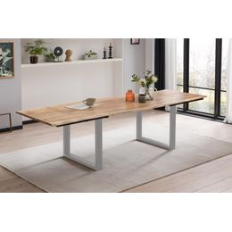 Tisch ADINA 200 / naturfarben / 200(300)x100 / U-Gestell Silber