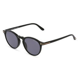 Tom Ford FT 0904 AURELE | Unisex-Sonnenbrille | Fassung: Vollrand, Rund, Acetat, Schwarz Gl&auml;nzend | Glasfarbe: Grau
