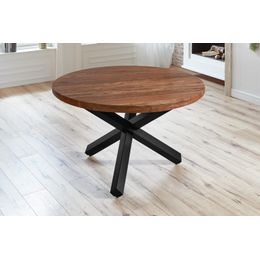 Esstisch RUNA / nussbaumfarben / 140 cm / Stern-Gestell Schwarz
