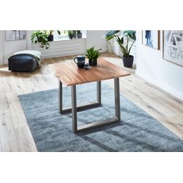 Baumkantentisch NOAH 90 / naturfarben / 90x90 / U-Gestell Silber