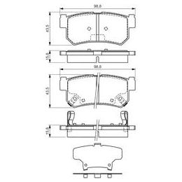 Bosch Bremsbelagsatz, Scheibenbremse 0 986 494 237 hinten rechts links f&uuml;r SSANGYONG 4841308051 48413090A1 4841308050