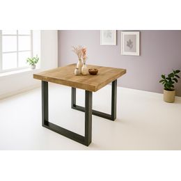 Esstisch RIO 240 / Mango naturfarben / 80x80 / U-Gestell Schwarz