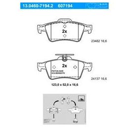 ATE Bremsbelagsatz, Scheibenbremse 13.0460-7194.2 hinten rechts links f&uuml;r VAUXHALL SAAB FORD OPEL 93183140 1605993 1605200